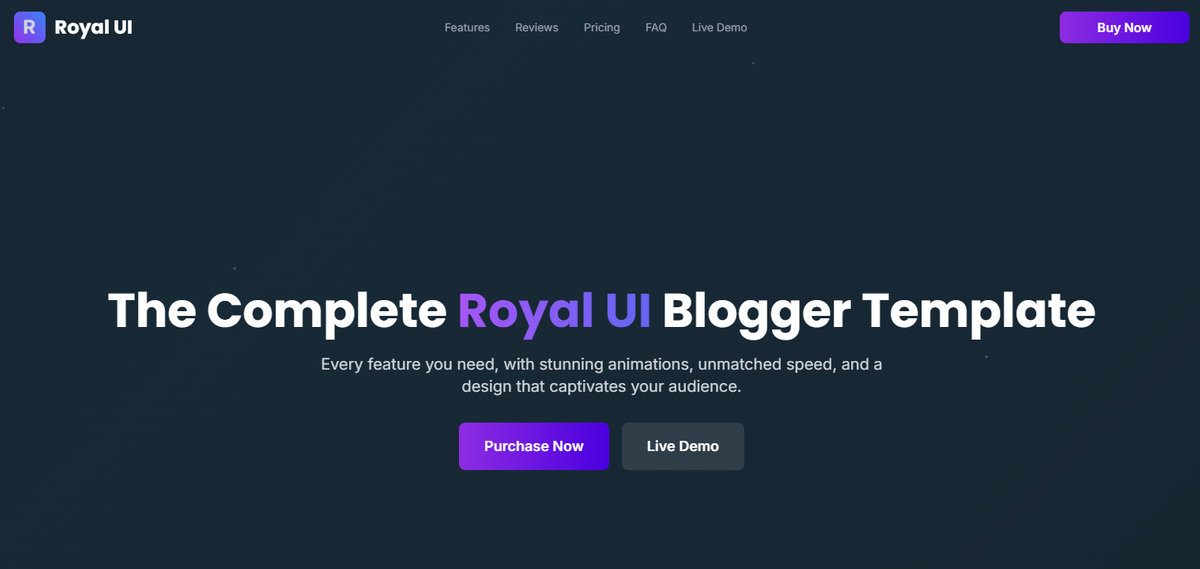 Royal UI - The complete animated blogger template | Steemhunt